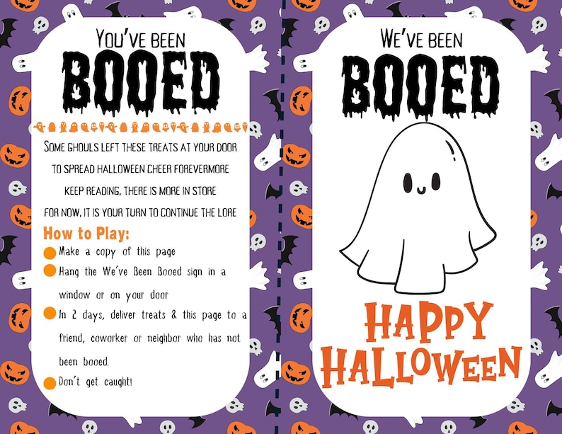 You've Been Booed, We've Been Booed Halloween Game - Etsy