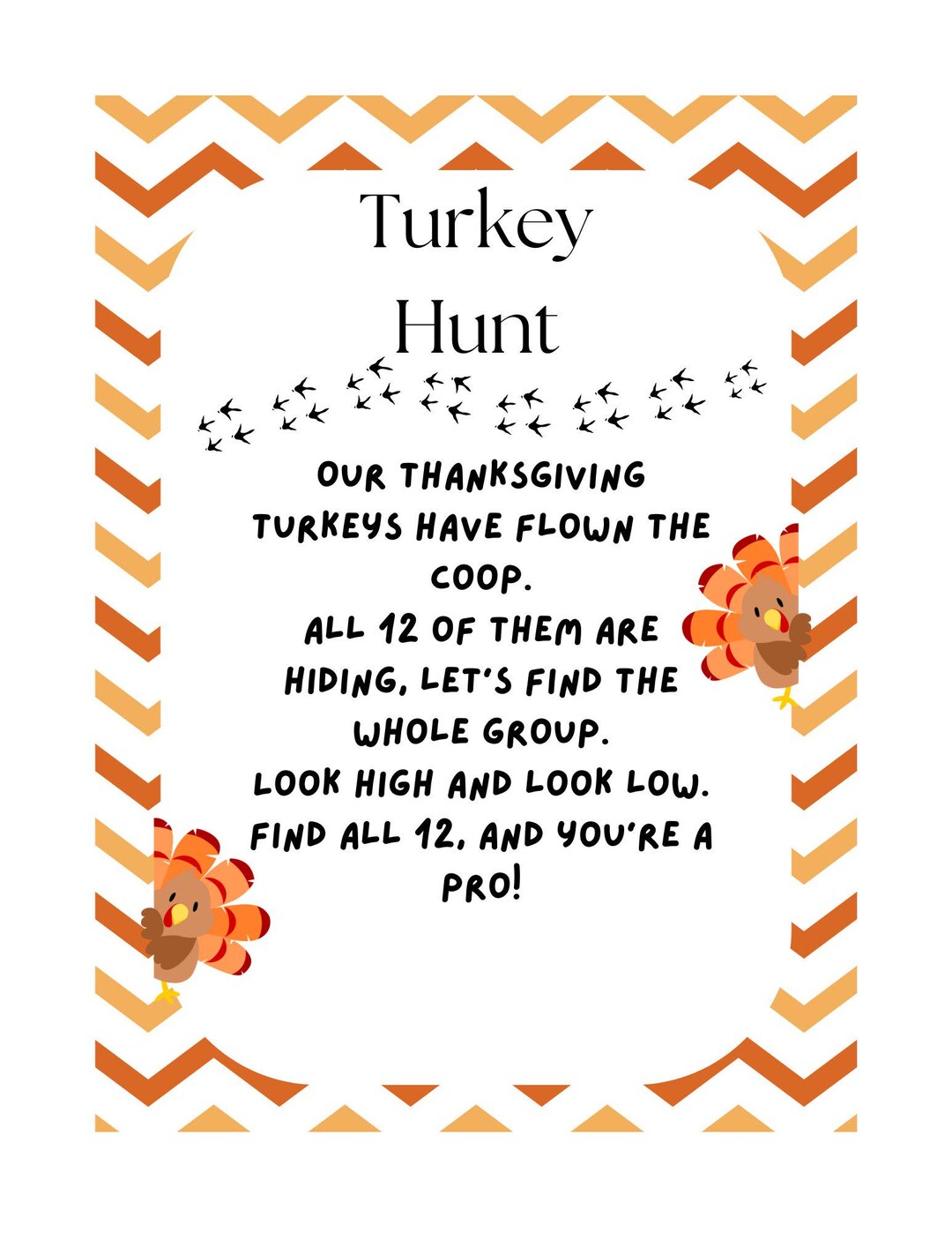 Thanksgiving Turkey Hunt Game: Printable Visual Clues (digital Download ...