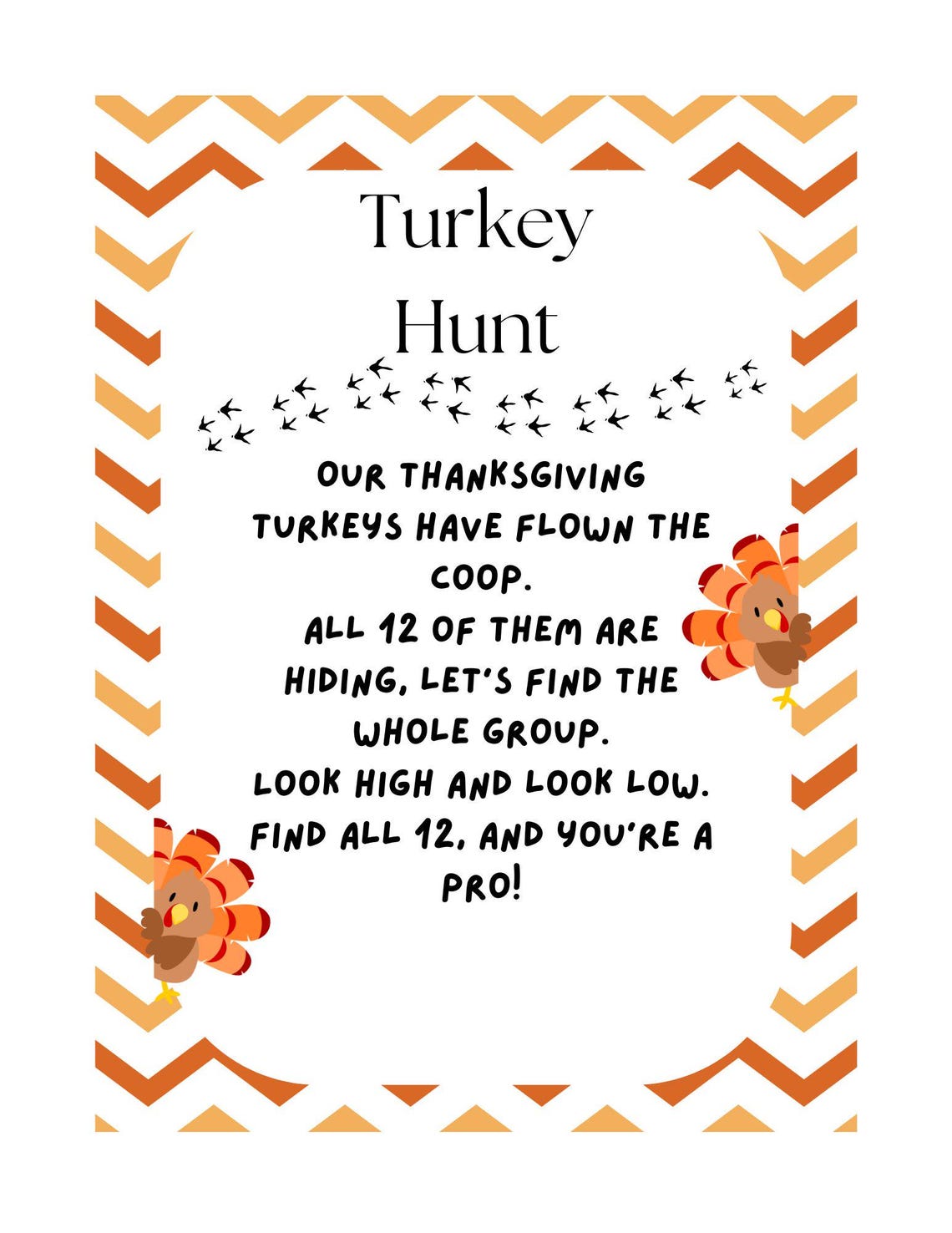 Thanksgiving Turkey Hunt Game: Printable Visual Clues (digital Download ...