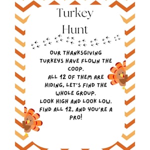 Thanksgiving Turkey Hunt Game: Printable Visual Clues (digital Download ...