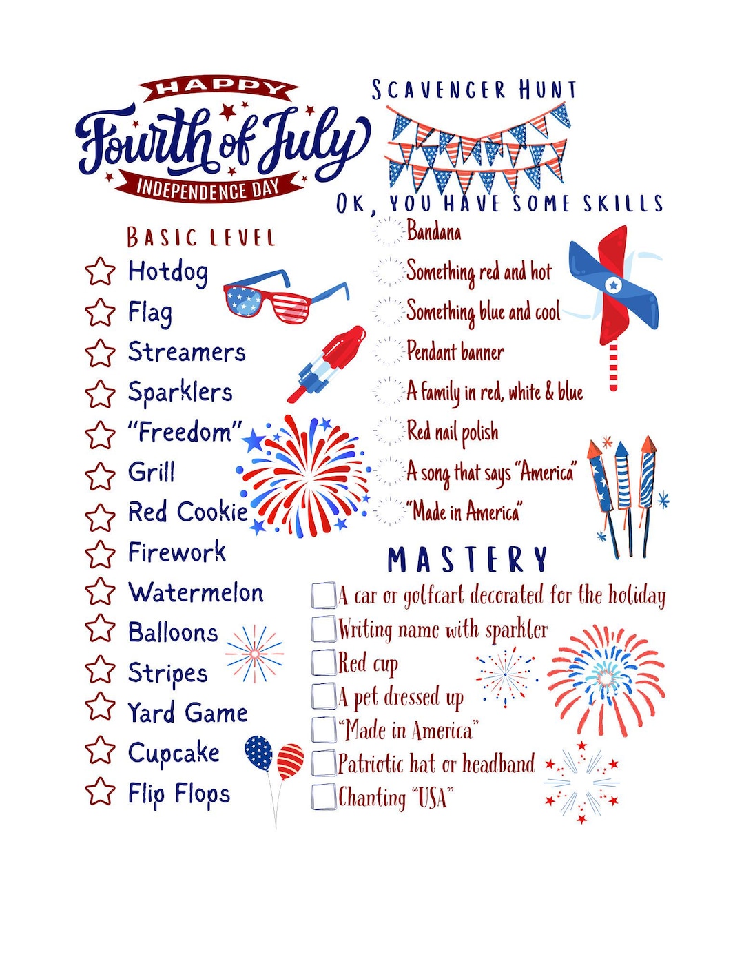 Fourth of July Scavenger Hunt - Etsy