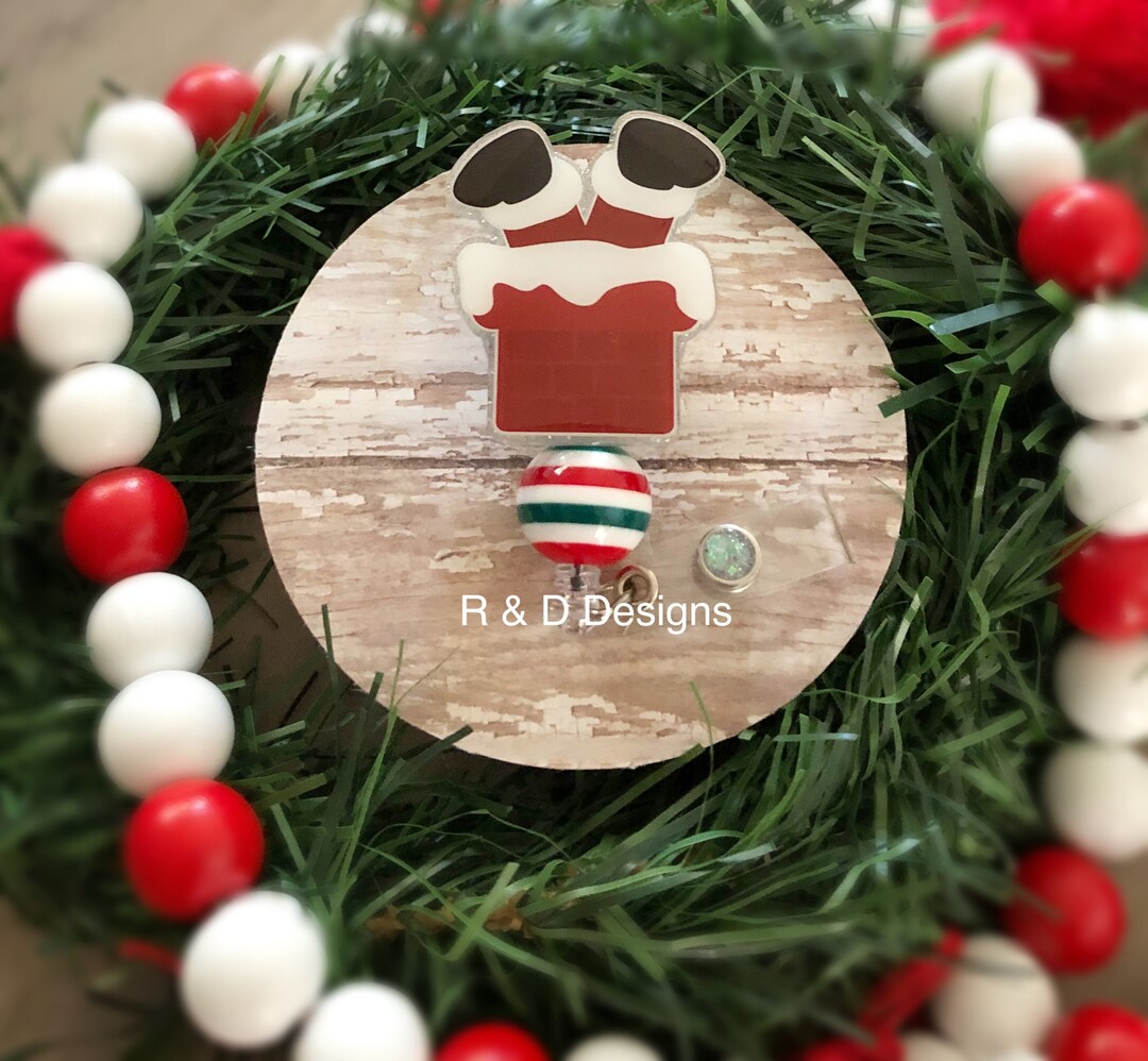 Santa in the Chimney Badge Reel, Santa Badge Reel, Christmas Badge Reel ...