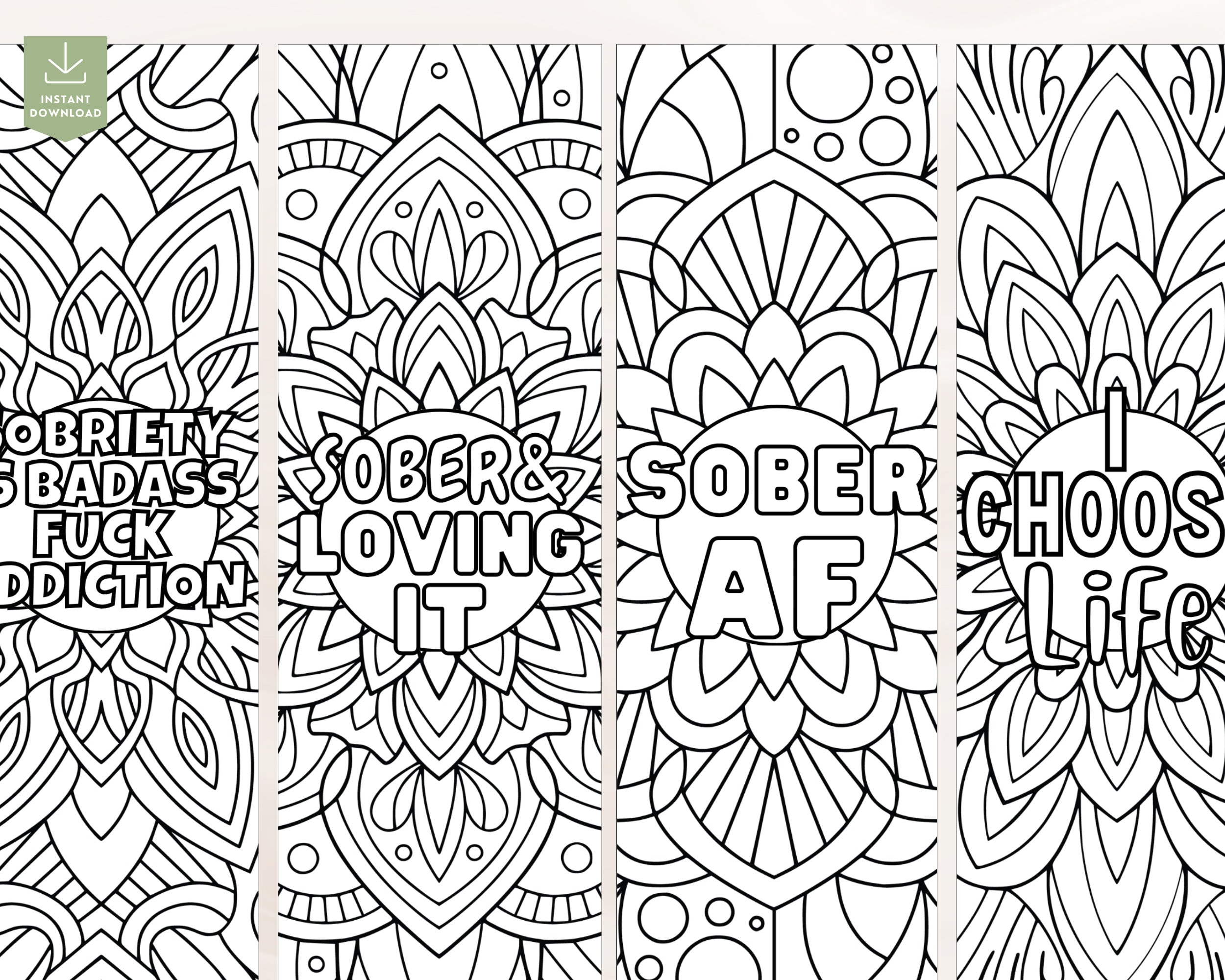 Sobriety Bookmarks to Color, Printable Addiction Recovery Bookmark Set ...