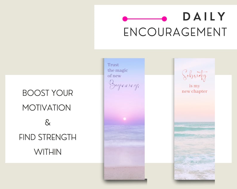 Sobriety Printable Bookmark Set With Sayings and Affirmation, Template ...