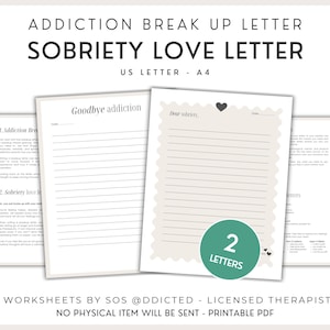 Addiction Recovery Therapy Worksheets - Break-up Letter to Addiction ...