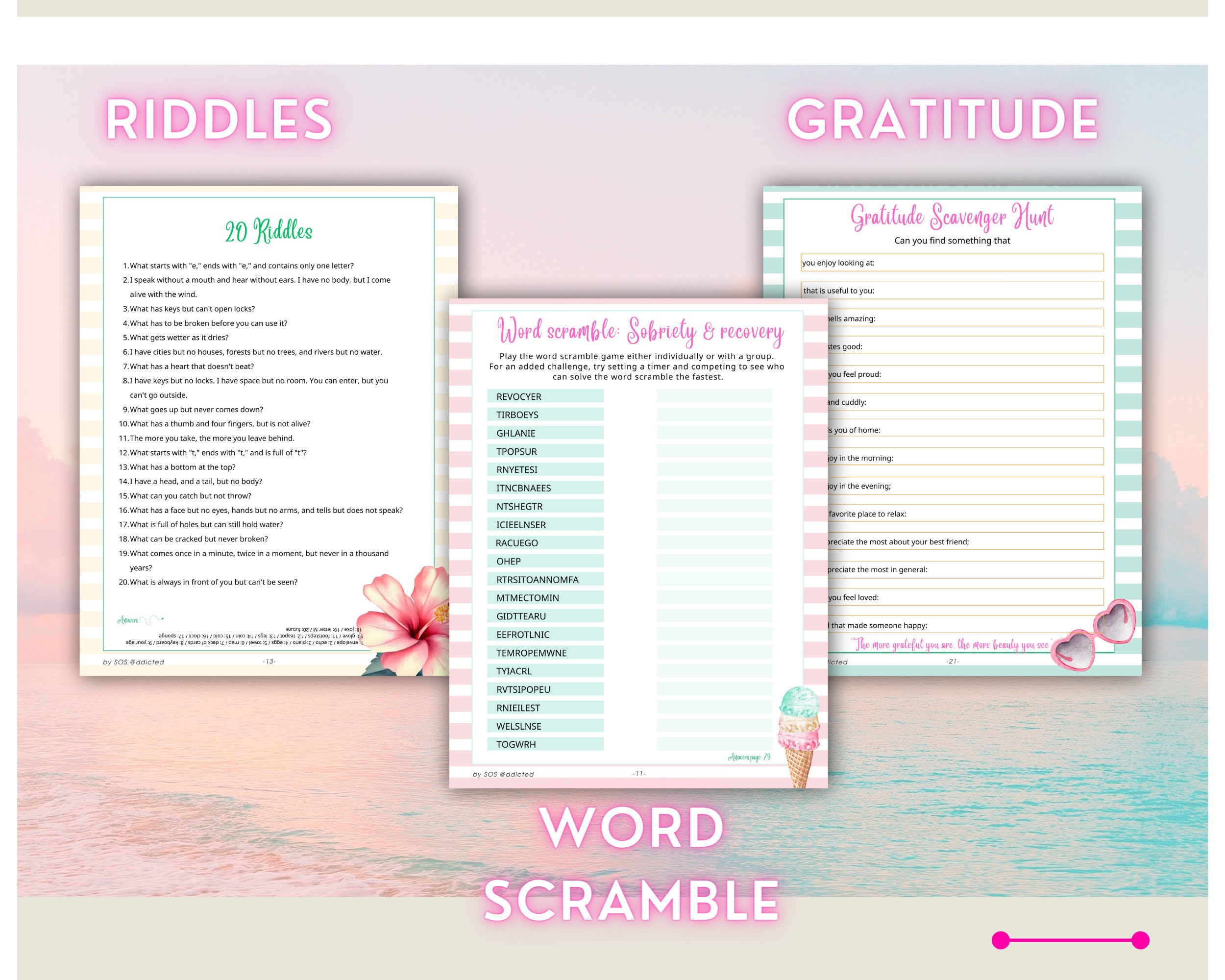 Summer Sobriety Activity Book With Addiction Recovery Games & Coloring ...