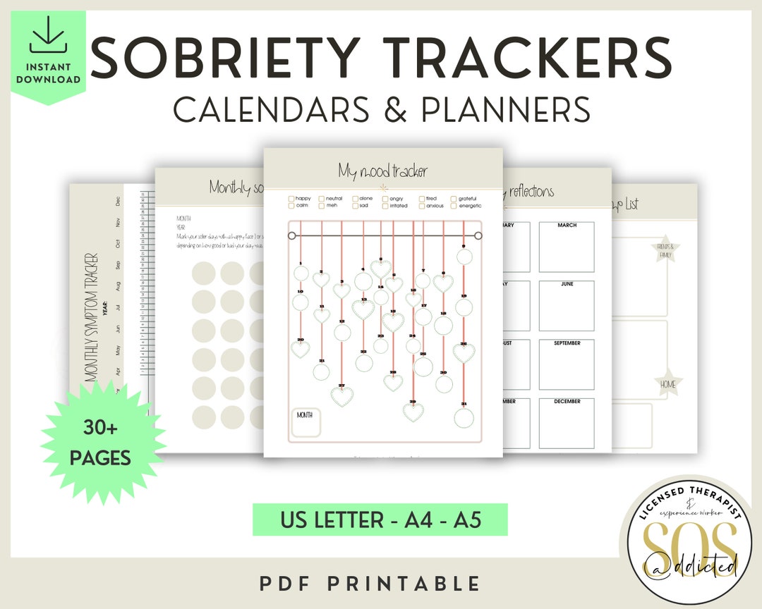 Sobriety Trackers, Planners and Calendars for Daily Motivation ...