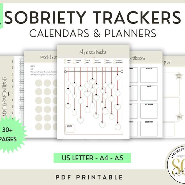 Sobriety Tracker Printable Sheets Motivational Page - Etsy Canada