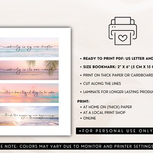 Printable Sobriety Bookmark Set, Motivational Addiction Recovery Quotes ...