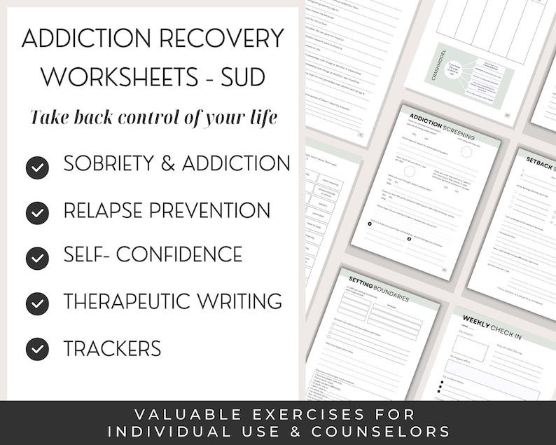 Addiction Recovery Worksheets + Relapse Prevention Plan + Loving an ...