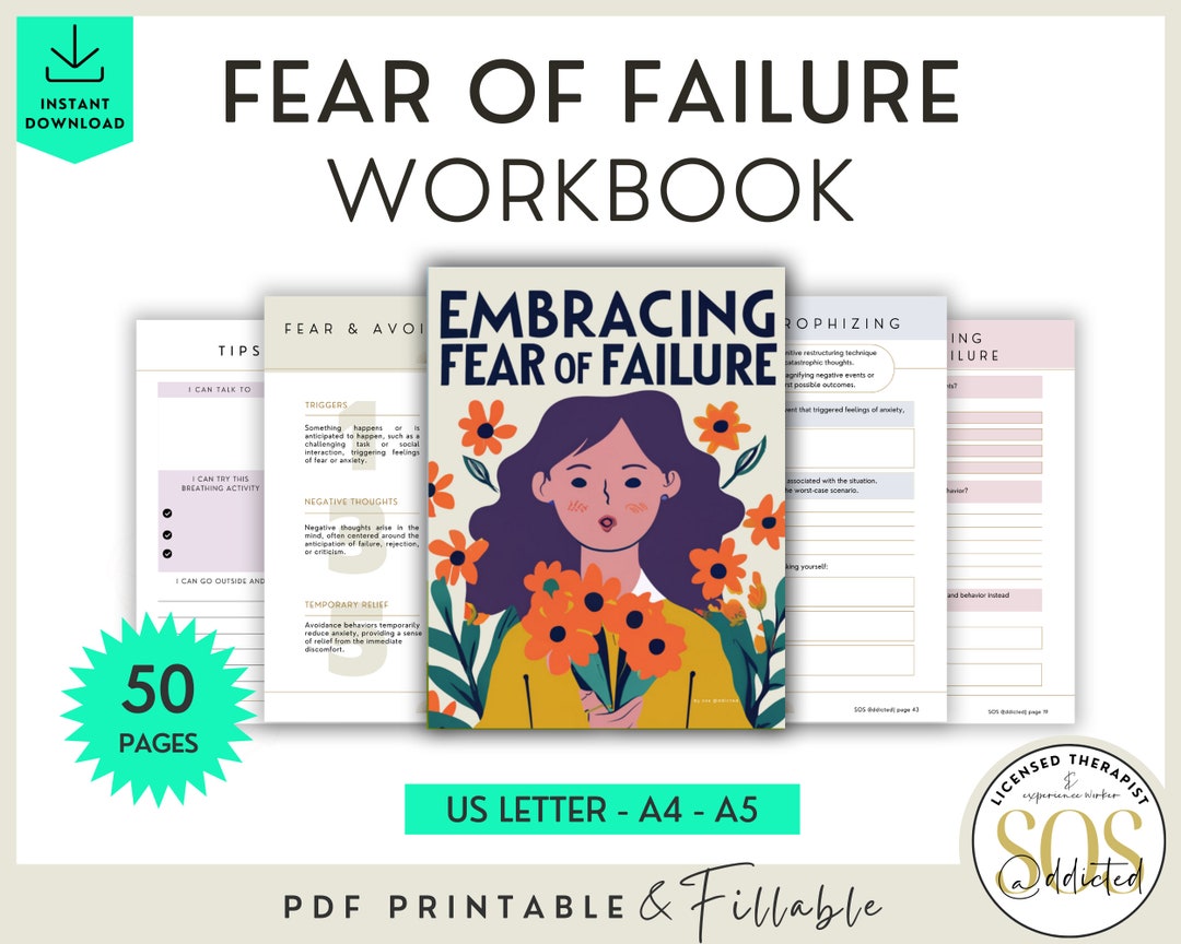 Fear of Failure Therapy Worksheets: Printable and Fillable Individual ...