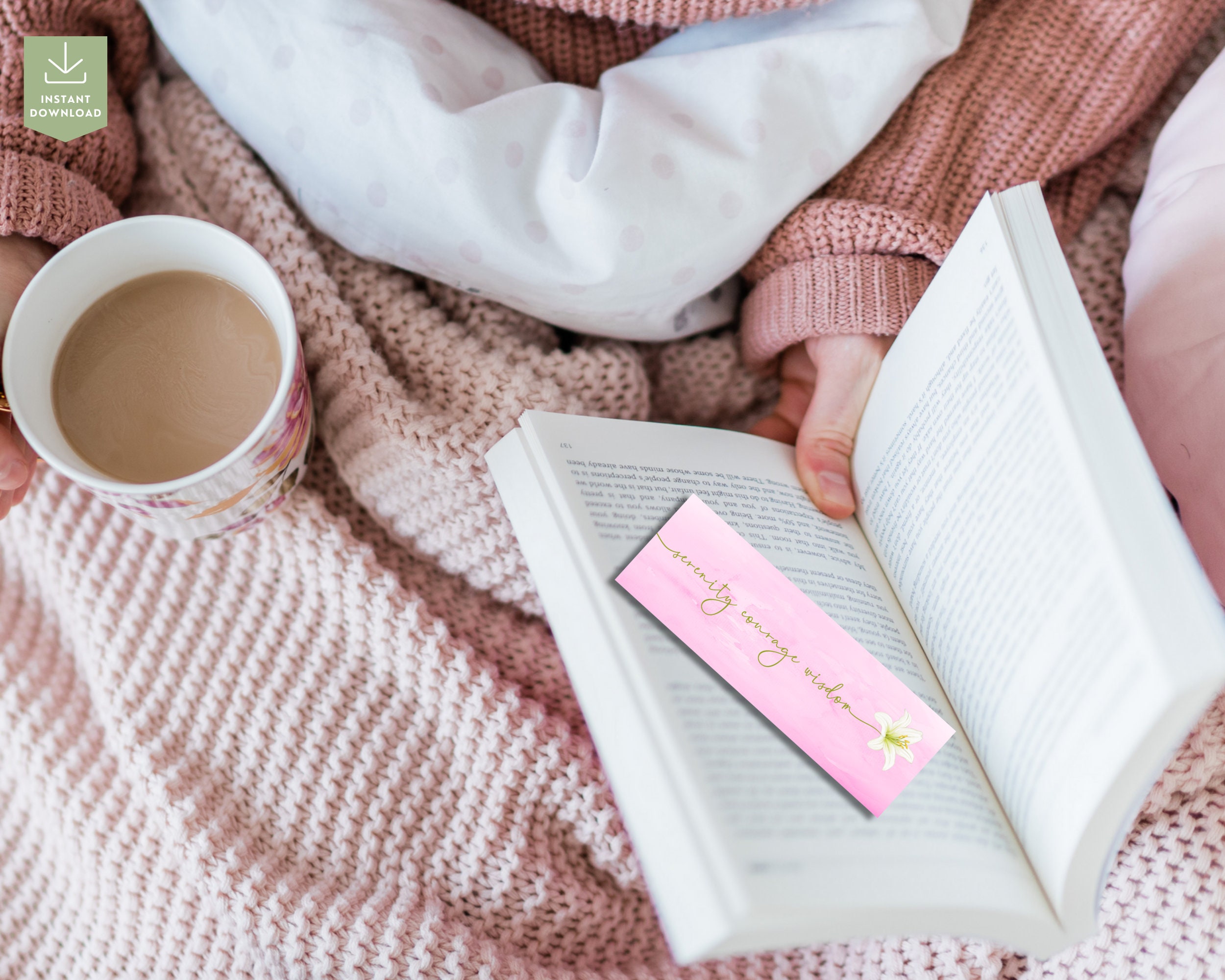 AA NA Digital Sobriety Bookmarks Recovery Saying, Printable Floral ...