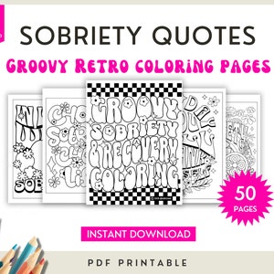 Sobriety Coloring Pages, Retro Groovy Addiction Recovery Coloring Book ...