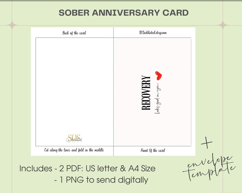 Printable Recovery Card, Digital Valentines Card, Addiction Recovery ...