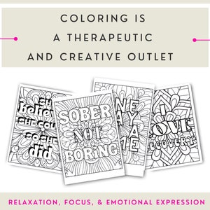 Sobriety Quotes Coloring Pages for Adults & Teens in Addiction Recovery ...