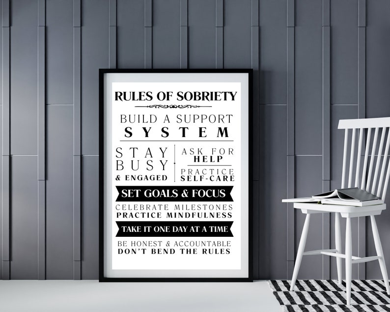 Rules of Sobriety Printable Poster, Motivational Addiction Recovery ...
