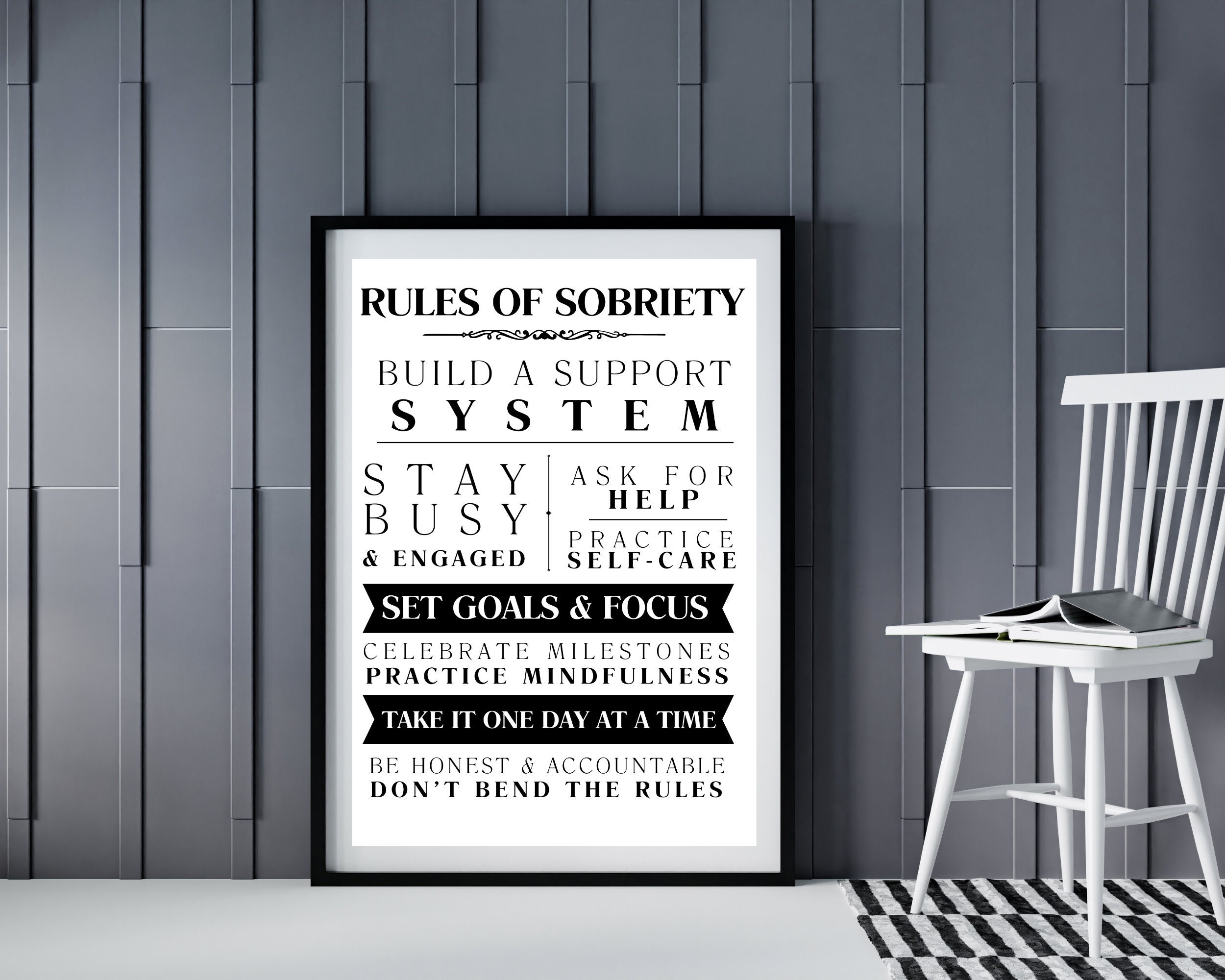 Rules of Sobriety Printable Poster, Motivational Addiction Recovery ...