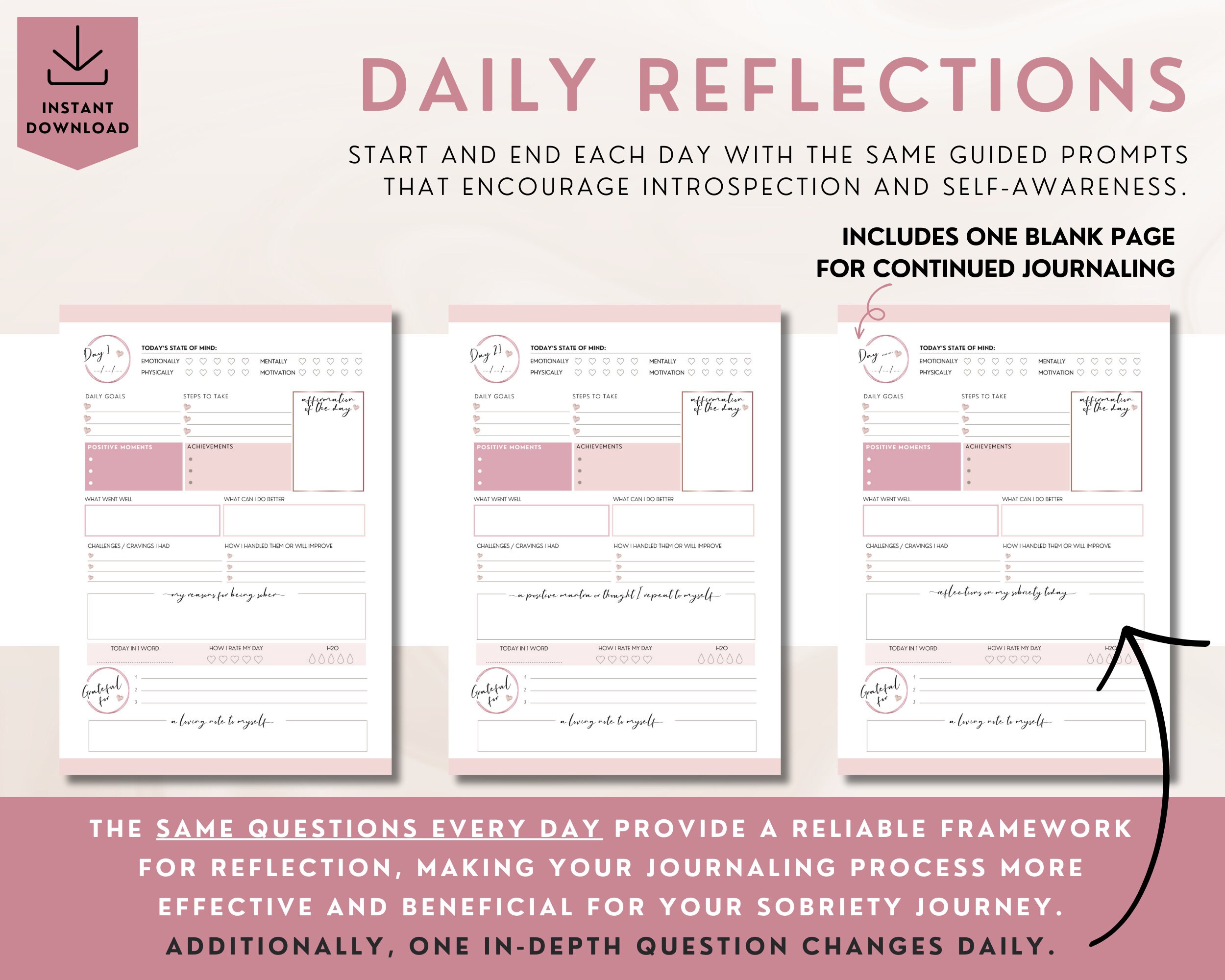 30 Day Sobriety Journal, Guided Daily Weekly Monthly Reflections ...