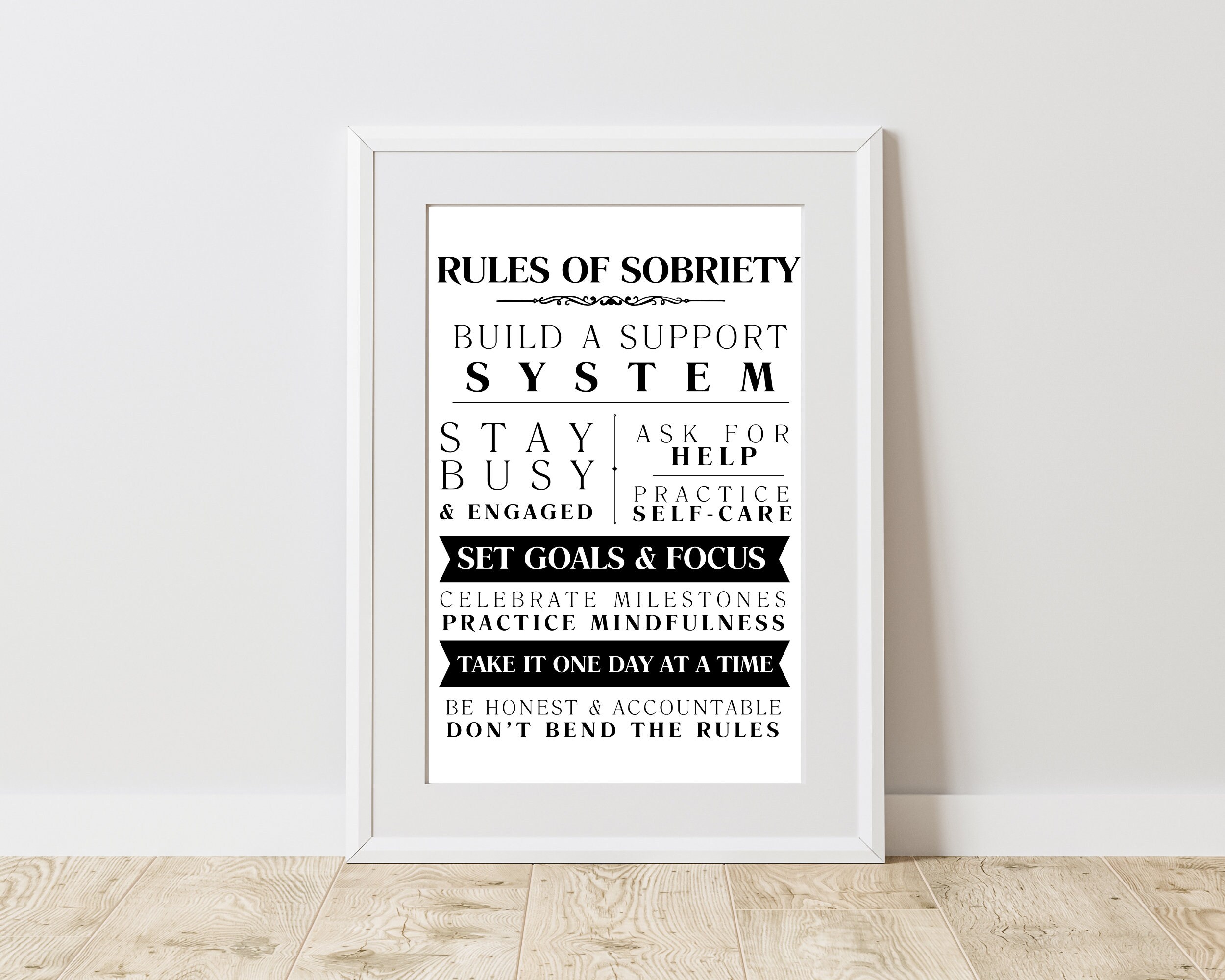 Rules of Sobriety Printable Poster, Motivational Addiction Recovery ...