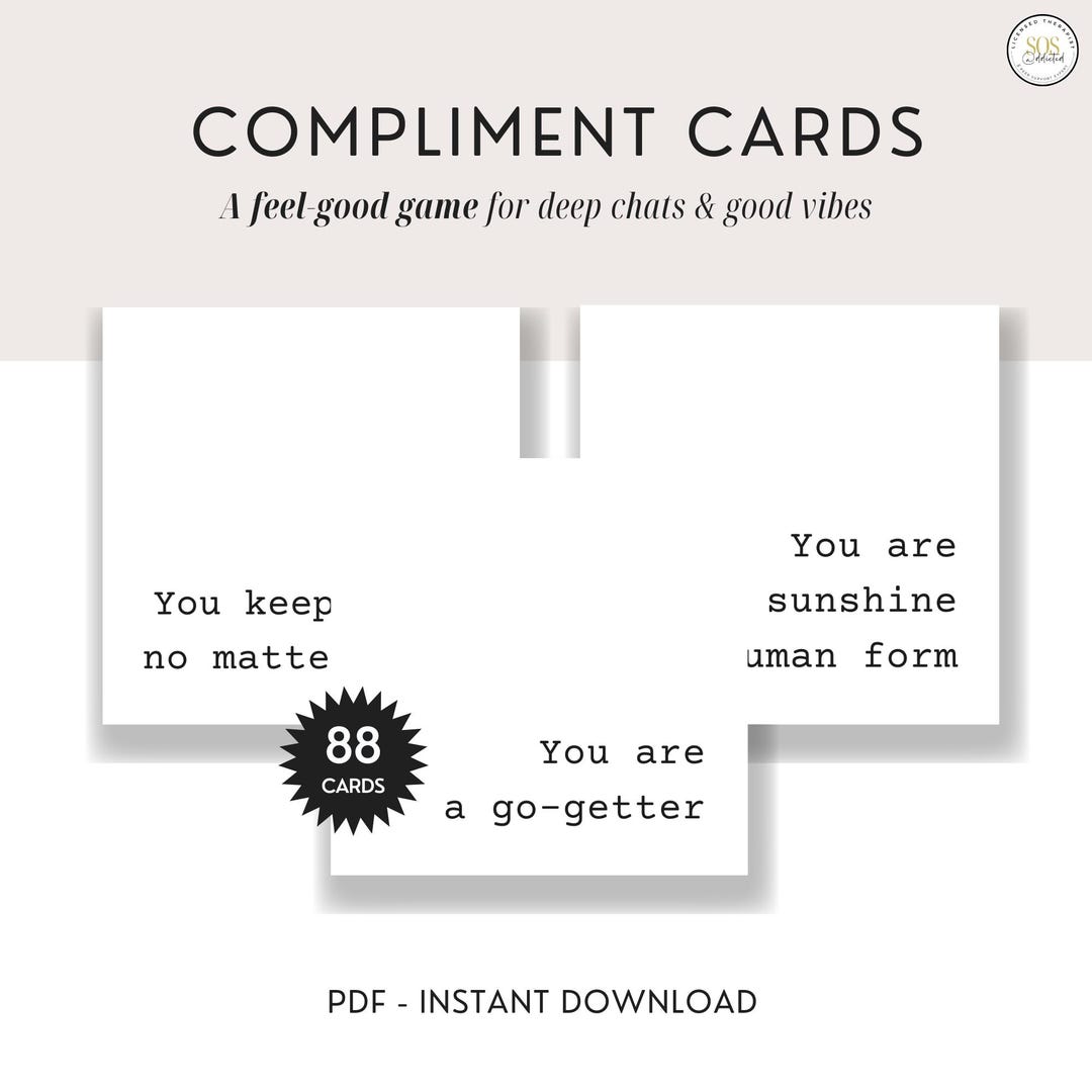 DIGITAL Compliment Cards, Group Therapy Activity Game, Counselor Tool ...