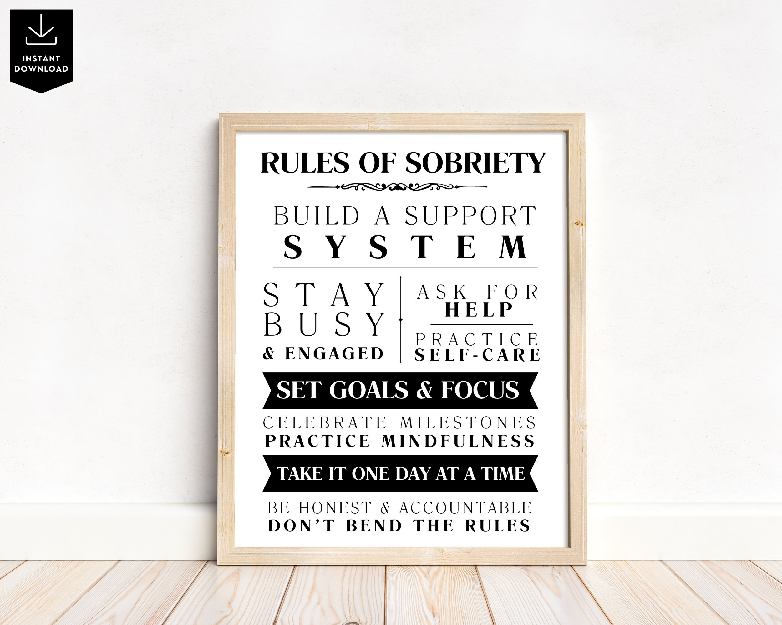 Rules of Sobriety Printable Poster, Motivational Addiction Recovery ...