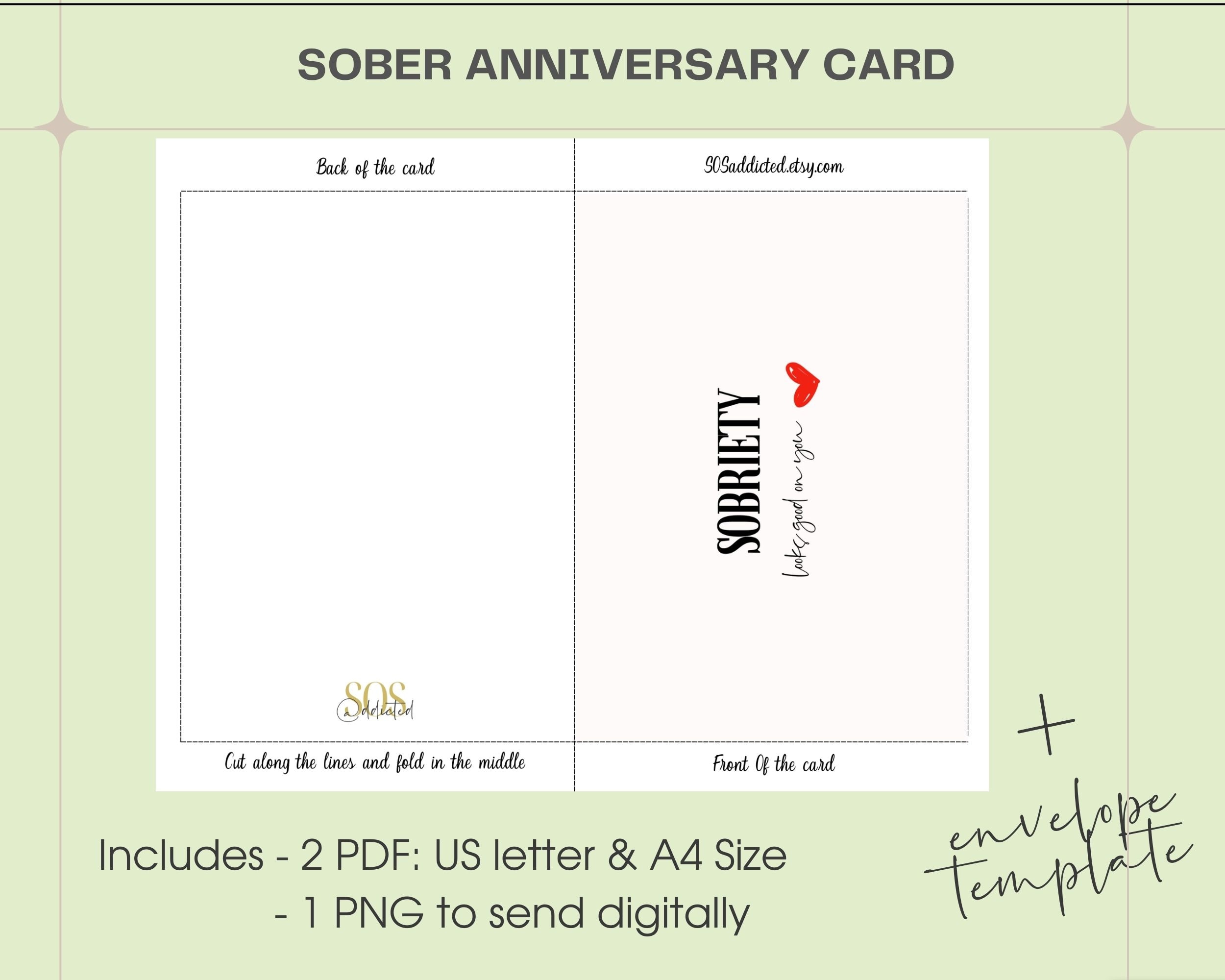 Printable Sobriety Card, Digital Valentines Card, Sobriety Anniversary ...
