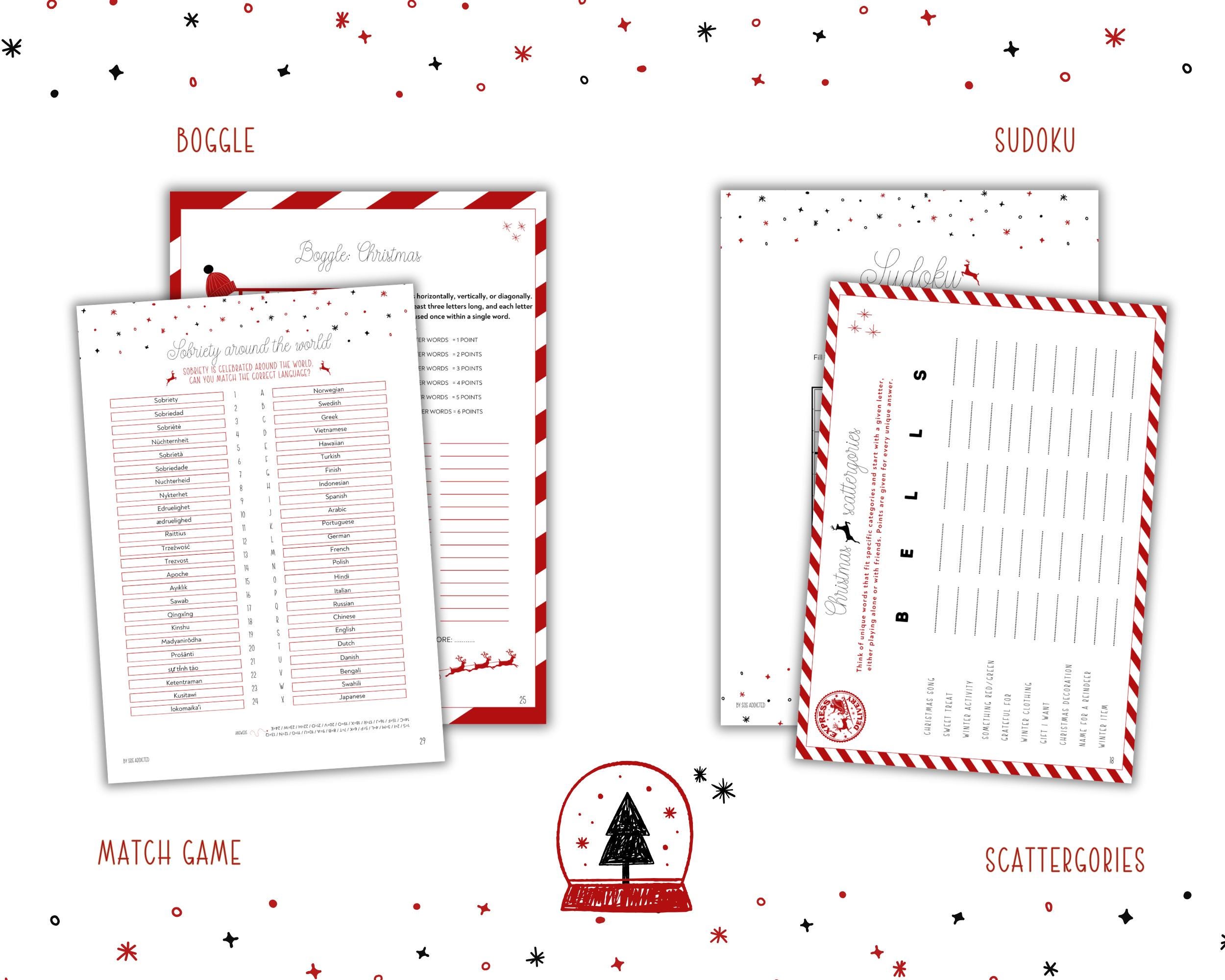 Sobriety Christmas Activity Book, Printable Holiday Puzzles & Recovery ...