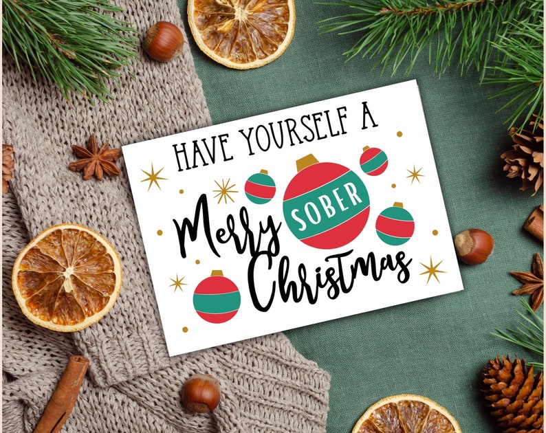 Sobriety Merry Christmas Card, Digital and Printable PDF Template, 7x5 ...