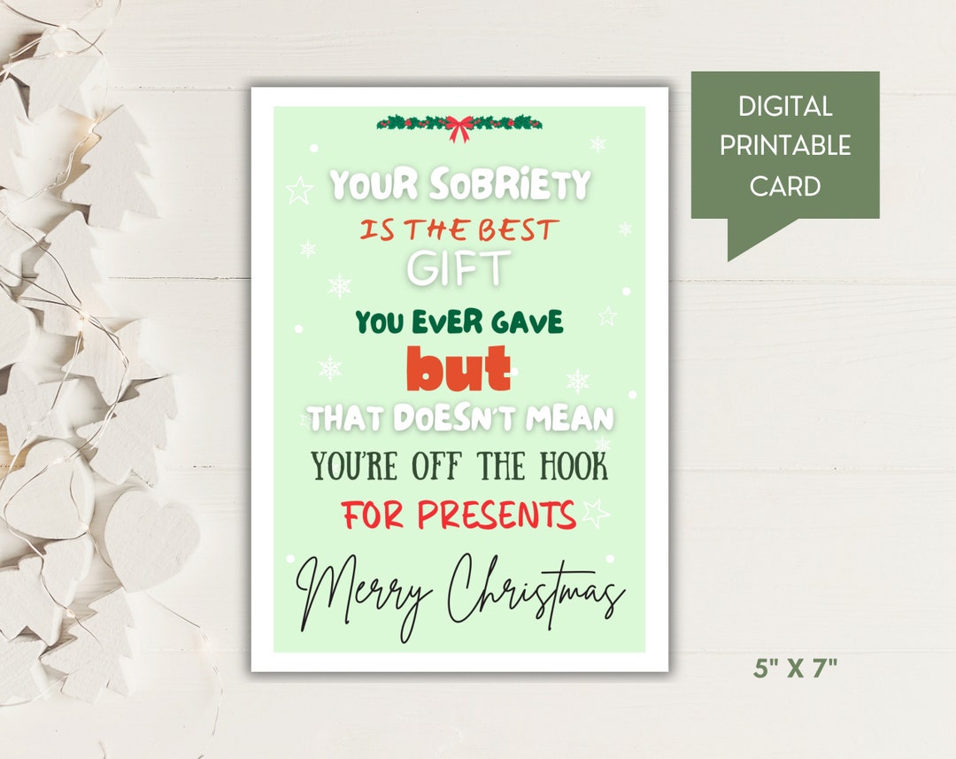 Funny Sobriety Merry Christmas Card, Digital and Printable PDF Template ...