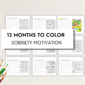 Sobriety Calendar 2024, Monthly Adult Coloring Pages, Sober Quotes ...