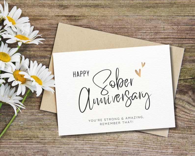 Happy Sober Anniversary Card, Sobriety Birthday, Instant Download ...