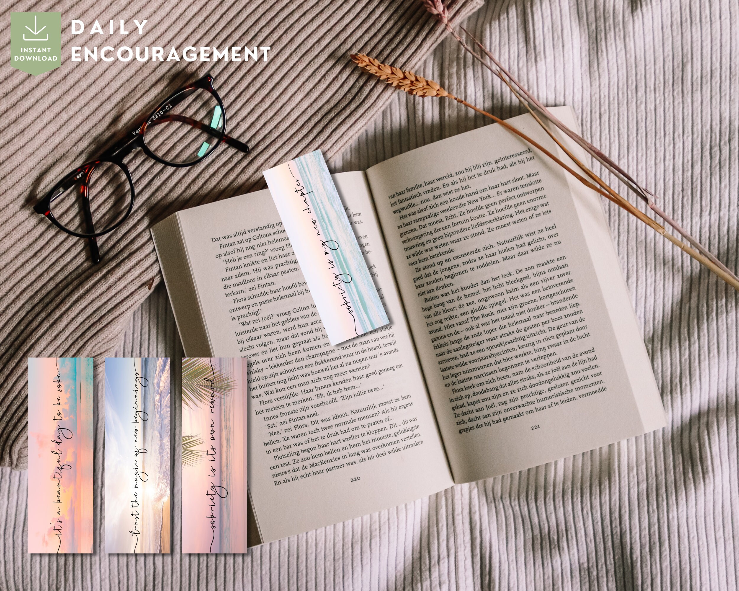 Printable Sobriety Bookmark Set, Motivational Addiction Recovery Quotes ...