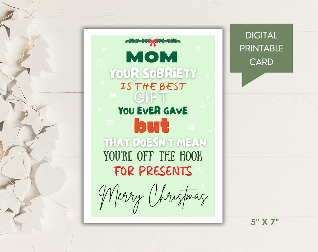 Sobriety Christmas Card for Mom, Digital and Printable PDF Template ...
