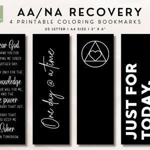 AA Slogan and Serenity Prayer Bookmarks, Printable NA Al Anon Recovery ...