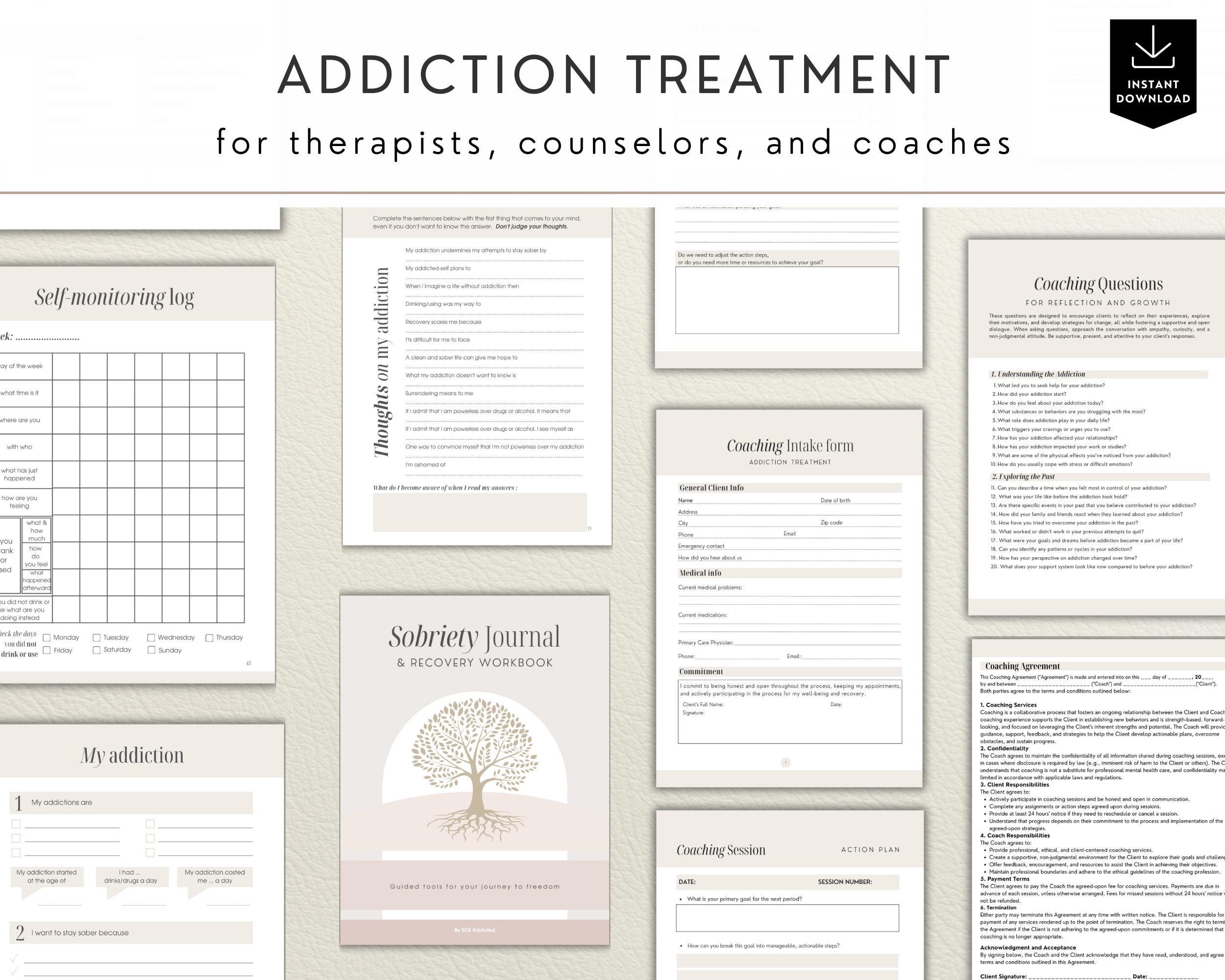 Intake Forms and Addiction Recovery Workbook, Professional Session ...