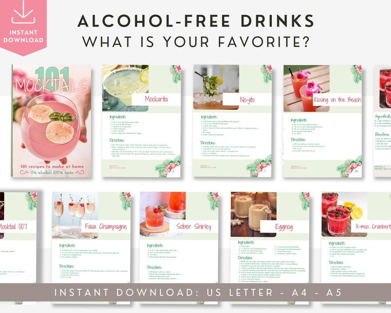 Mocktail Recipes, 101 Non-alcoholic Drinks, Digital Mixologist E-book ...