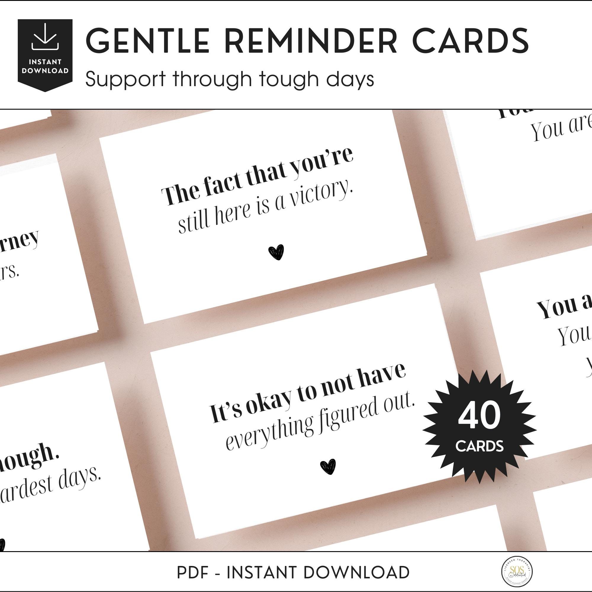Gentle Reminders Affirmation Cards, Anxiety Printable Self Love Card ...
