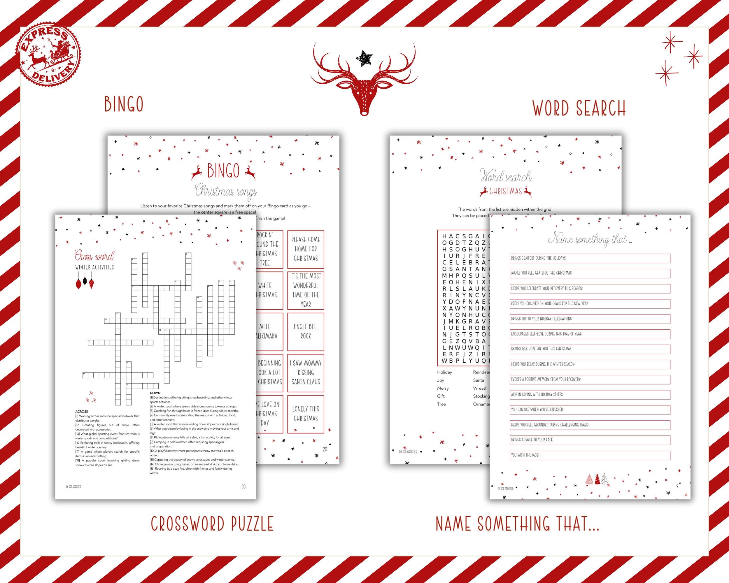 Sobriety Christmas Activity Book, Printable Holiday Puzzles & Recovery ...