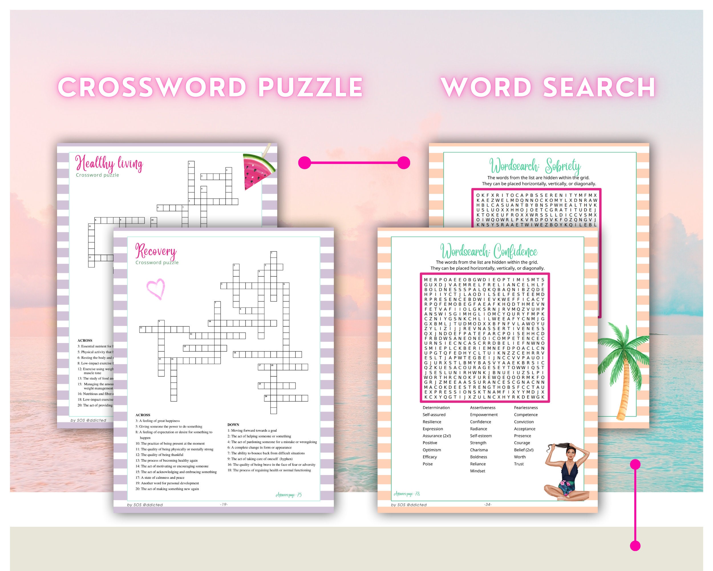 Sobriety Activity Summer Book With Addiction Recovery Games & Coloring ...