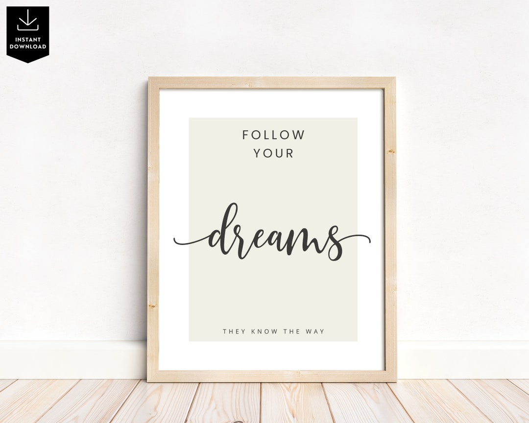 Follow Your Dreams Motivational Wall Art, Home Office Decor Gift for ...