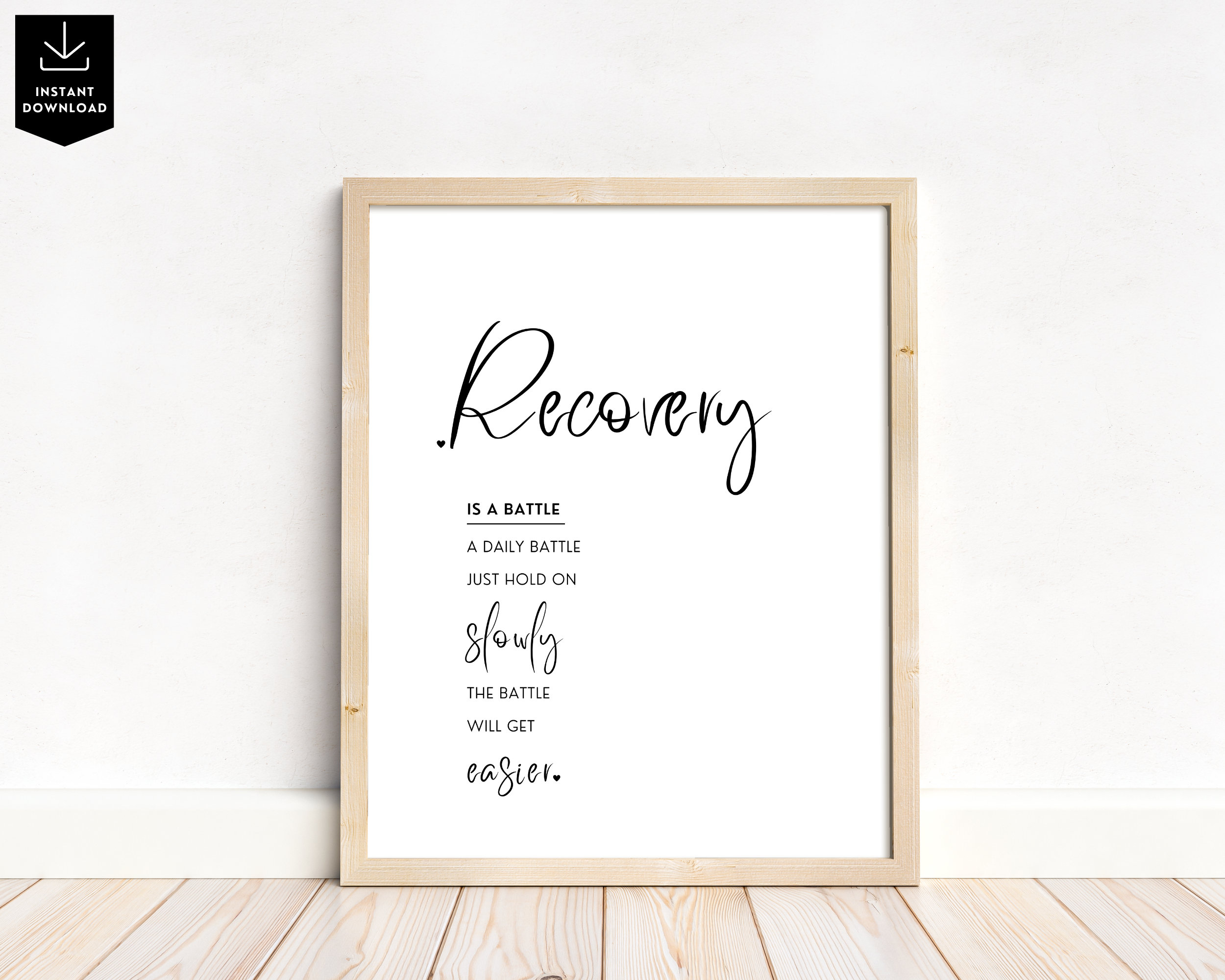 Recovery is a Daily Battle Digital Wall Art, Instant Download, Poster ...
