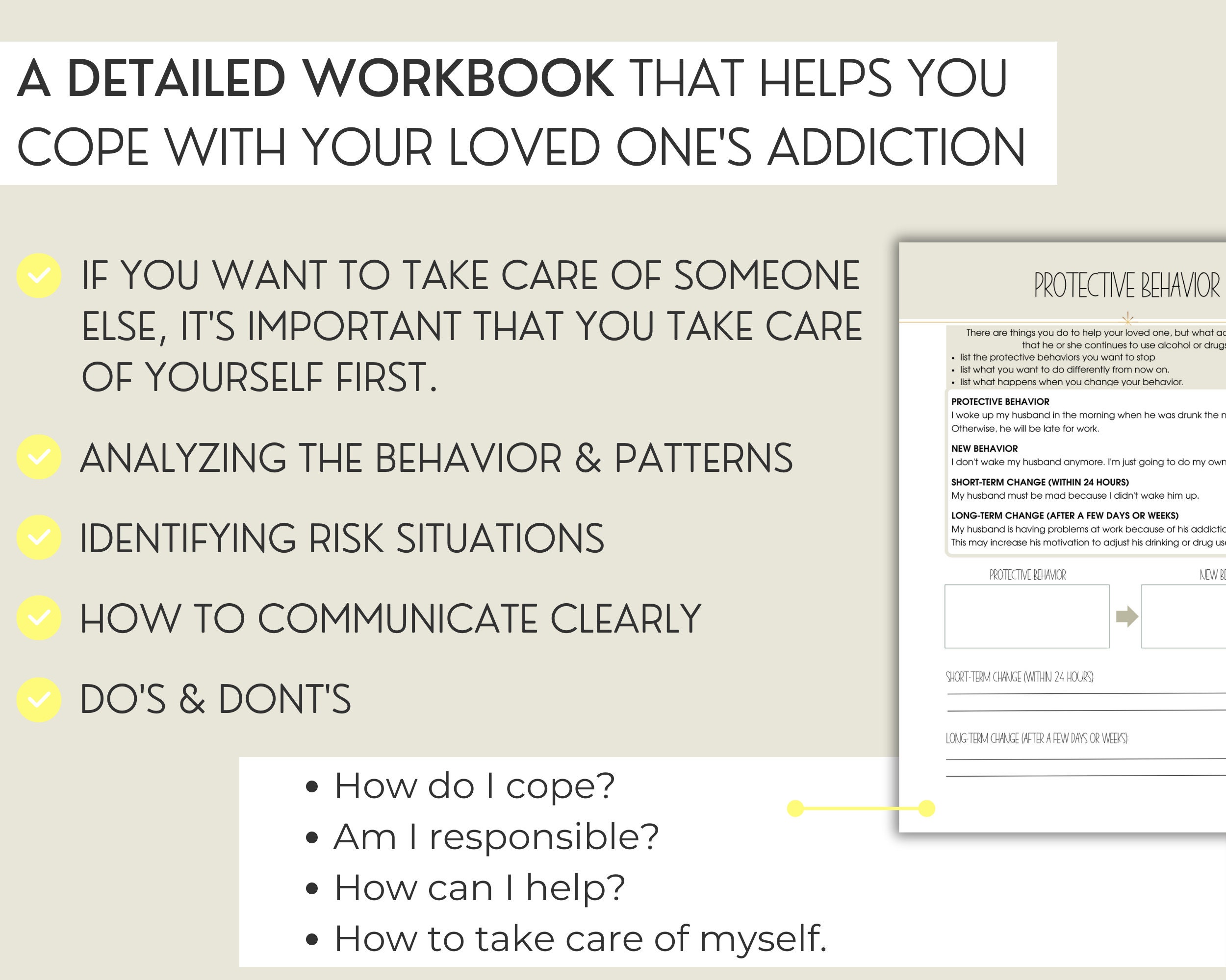 Relapse Prevention Plan & Loving an Addict Workbook, Addiction Recovery ...