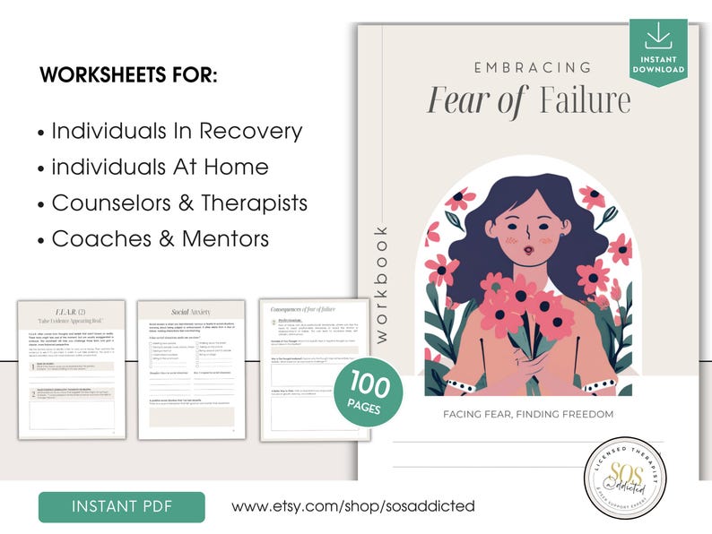 Fear of Failure Workbook, Printable Self Help Resource, Overcome ...