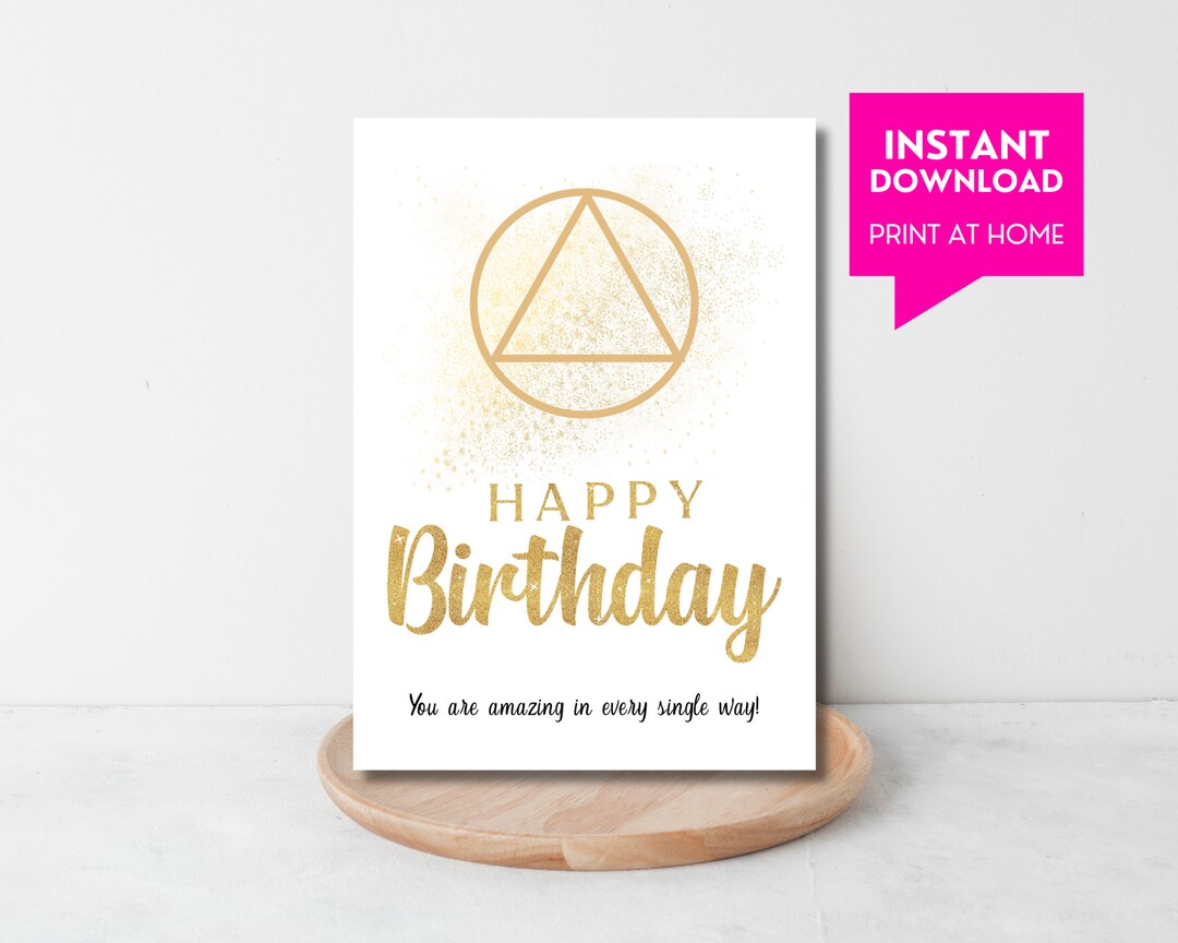Happy Sober Birthday Card, Printable AA NA Al-anon Addiction Recovery ...