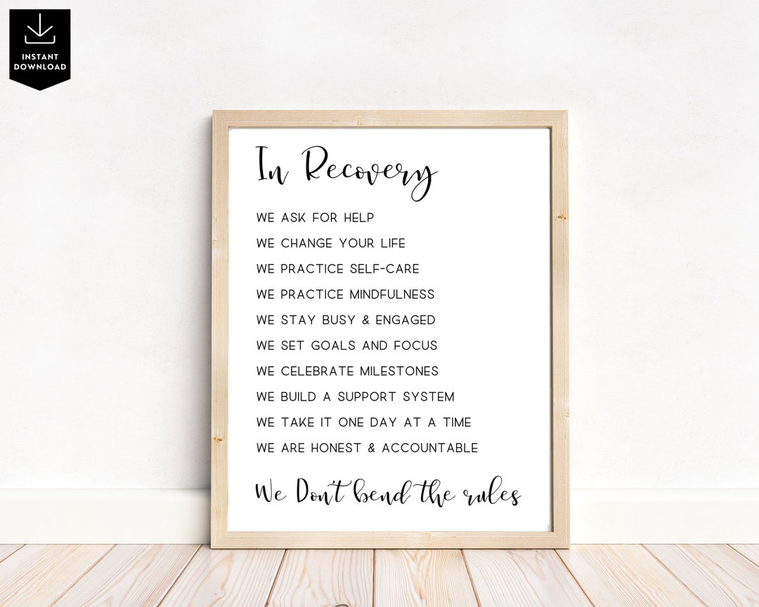 Rules of Recovery Printable Poster, Sobriety Motivation, Therapist ...