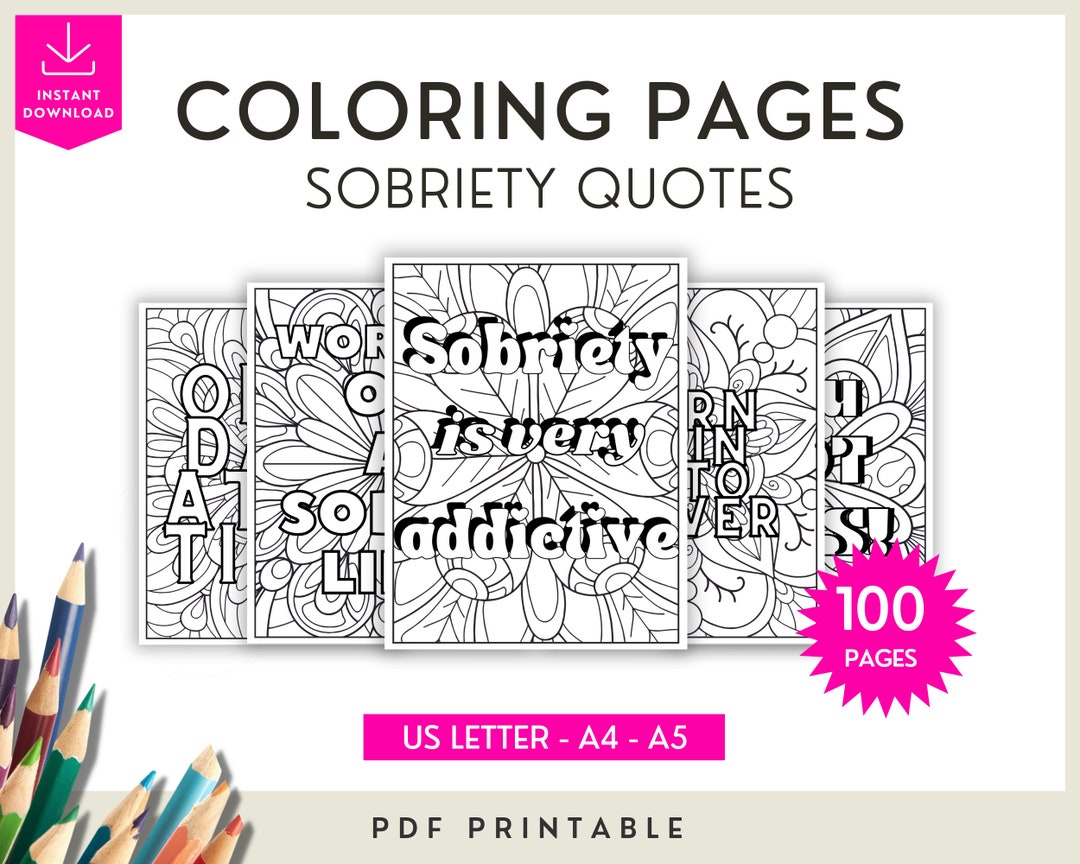 Sober Quotes Coloring Pages For Adults Teens In Addiction Recovery