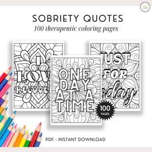 Sobriety Quotes Coloring Pages for Adults Teens in Addiction Recovery ...