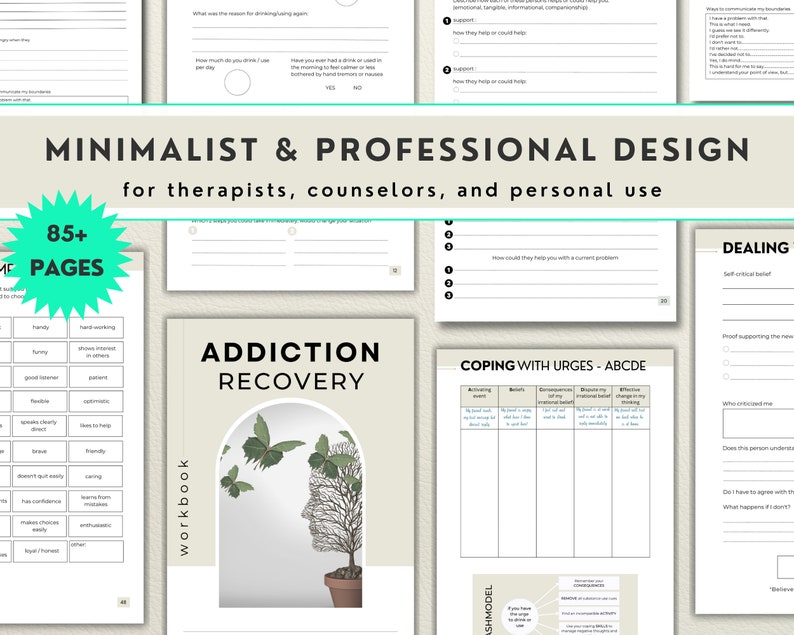 Addiction Recovery Workbook Printable Sobriety Worksheets Etsy