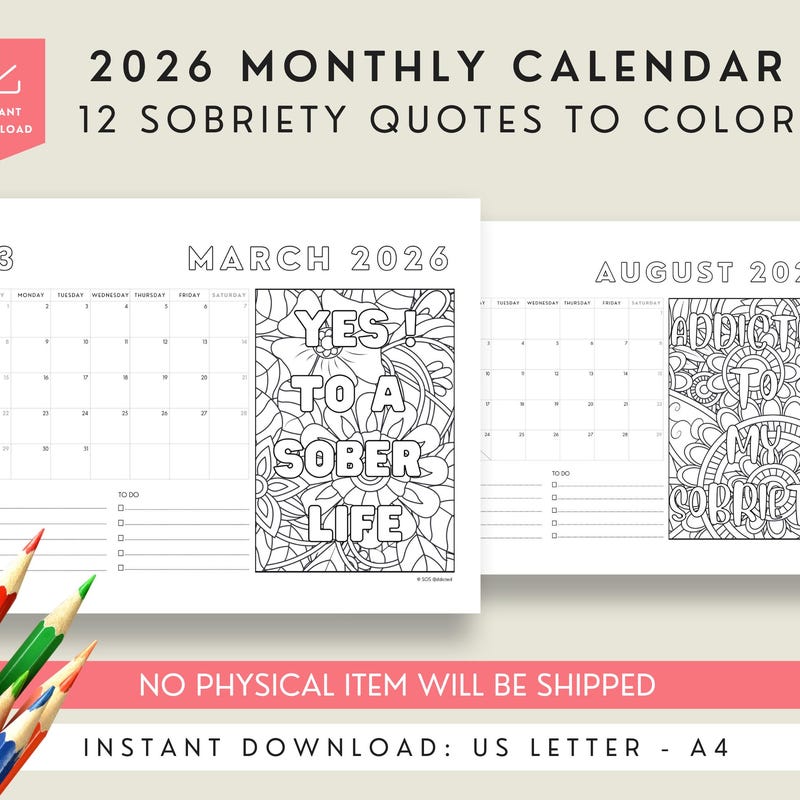 Recovery Calendar 2026 - Etsy