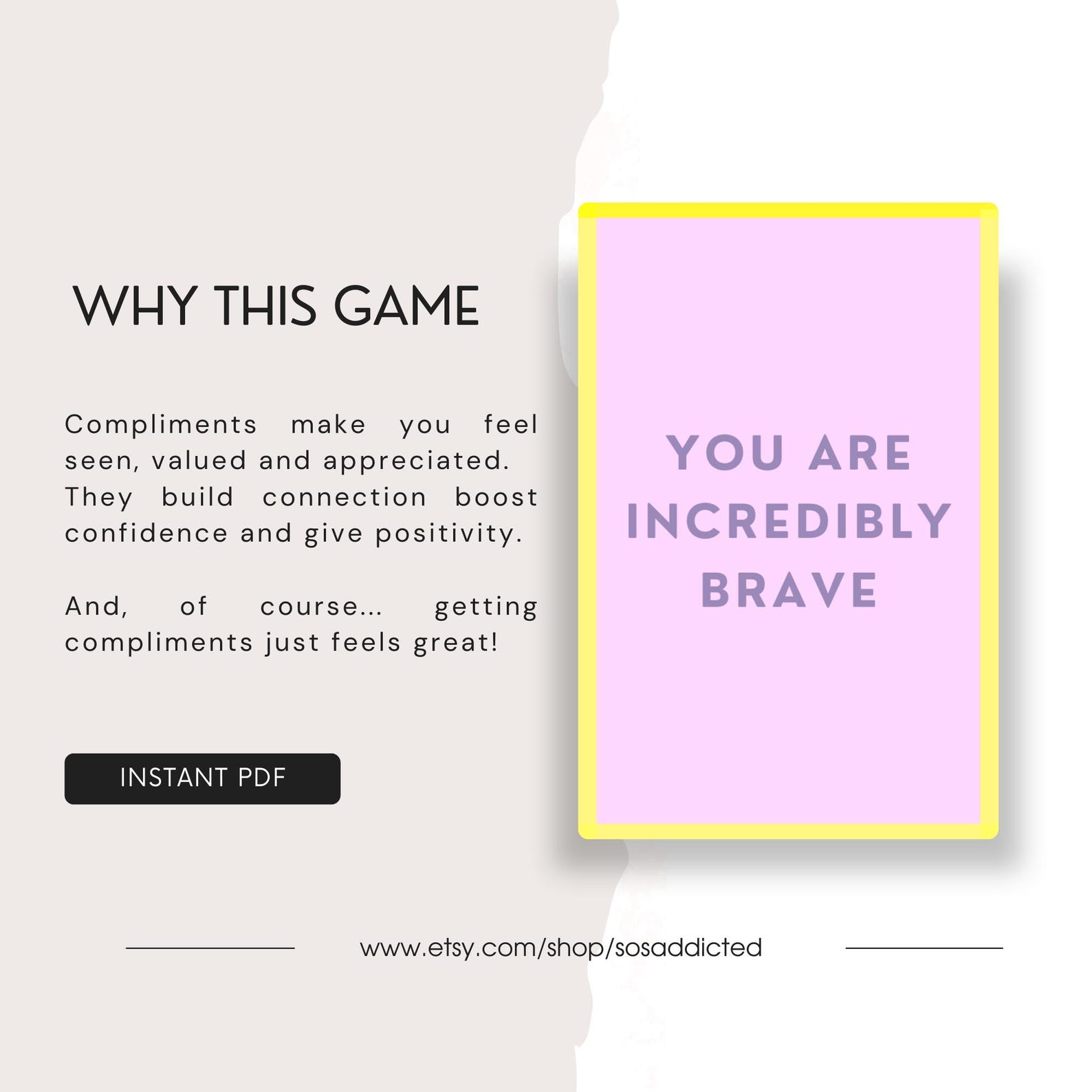 Compliment Game 80 Cards, Group Therapy Activity Counseling Tool ...